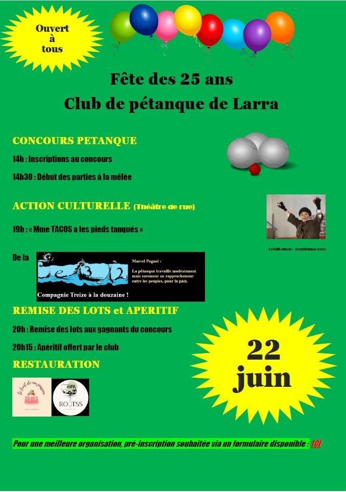 LES 25 ANS DU CLUB DE PÉTANQUE, LARRA, | Tourisme des Hauts Tolosans