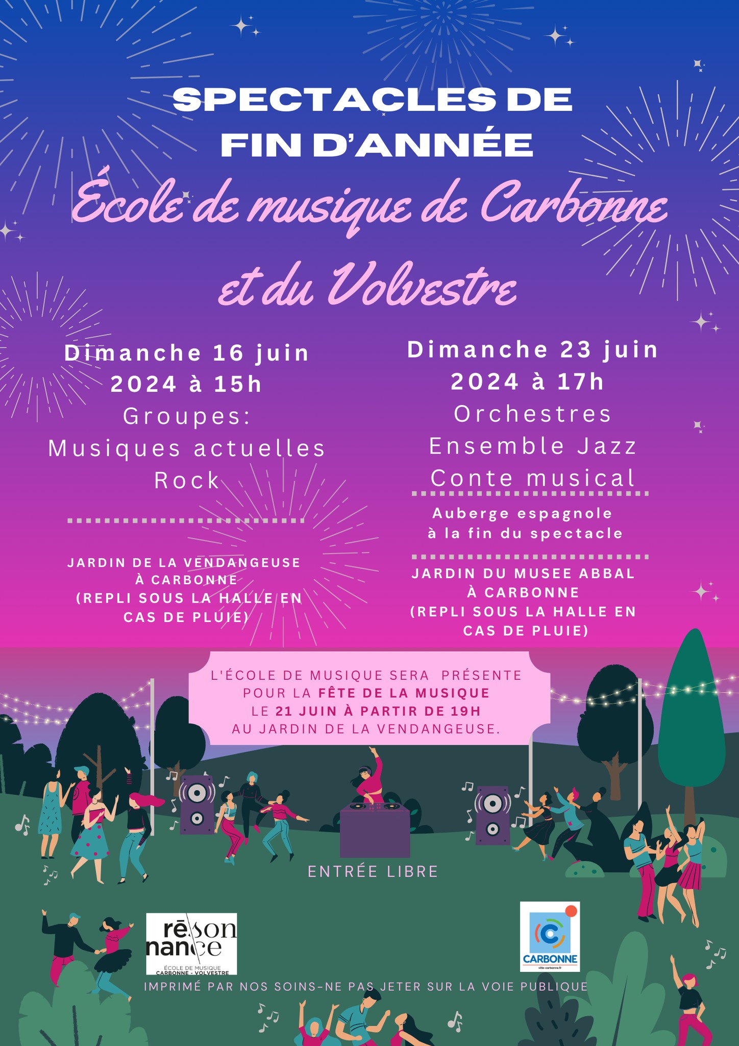 SPECTACLES DE FIN D'ANNÉE - CARBONNE - Concert